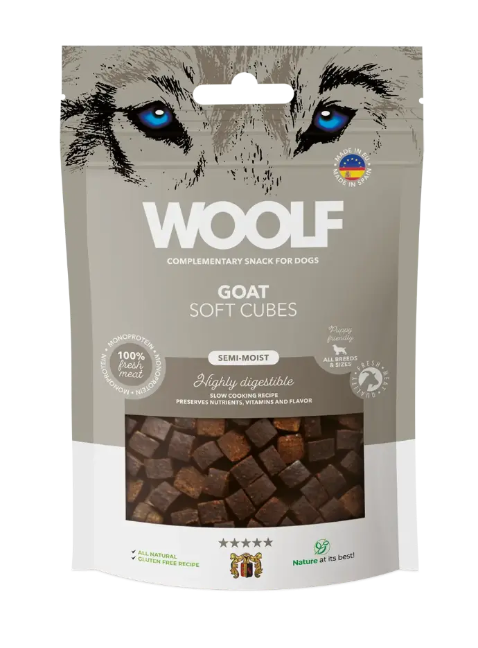 Woolf Godbiter Soft Cubes Goat 100g - Lassie og Garfield